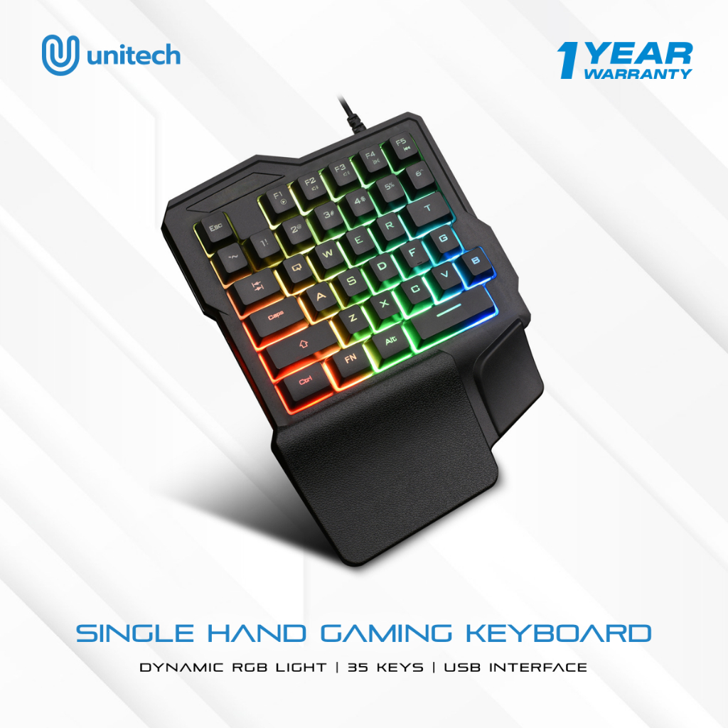 Jual Keyboard Gaming Kabel Single Hand Unitech RGB 35 Key One Handed ...