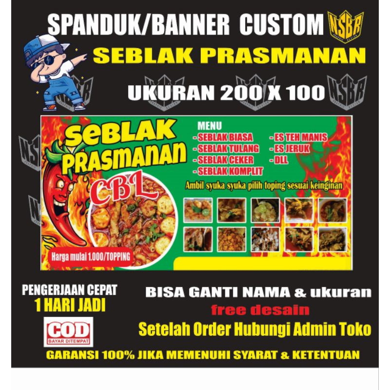 Jual Benner / Spanduk Seblak Prasmanan ukuran 200 x 100 bisa ganti nama ...