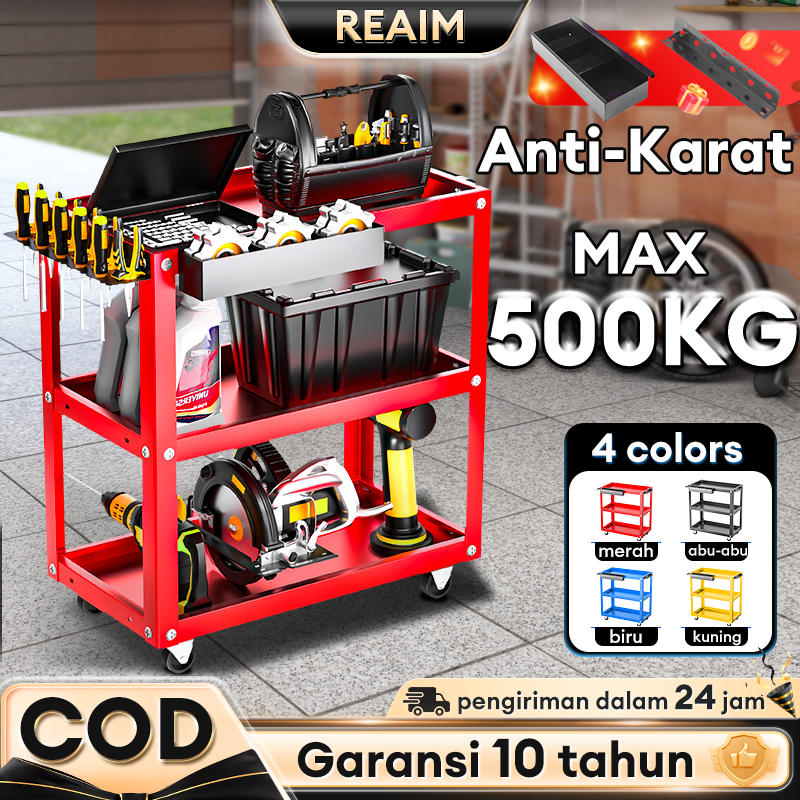 Jual Reaim Troli Bengkel Rak 3 Susun Trolly Trolley bantalan 150kg ...