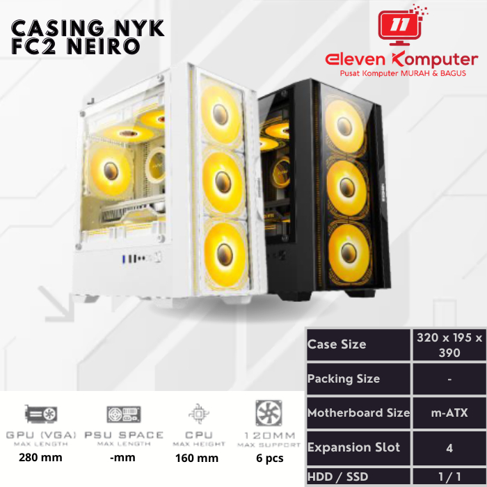 Jual Casing PC Gaming / Gaming PC Case NYK Neiro FC2 m-ATX Free 3 FAN ...