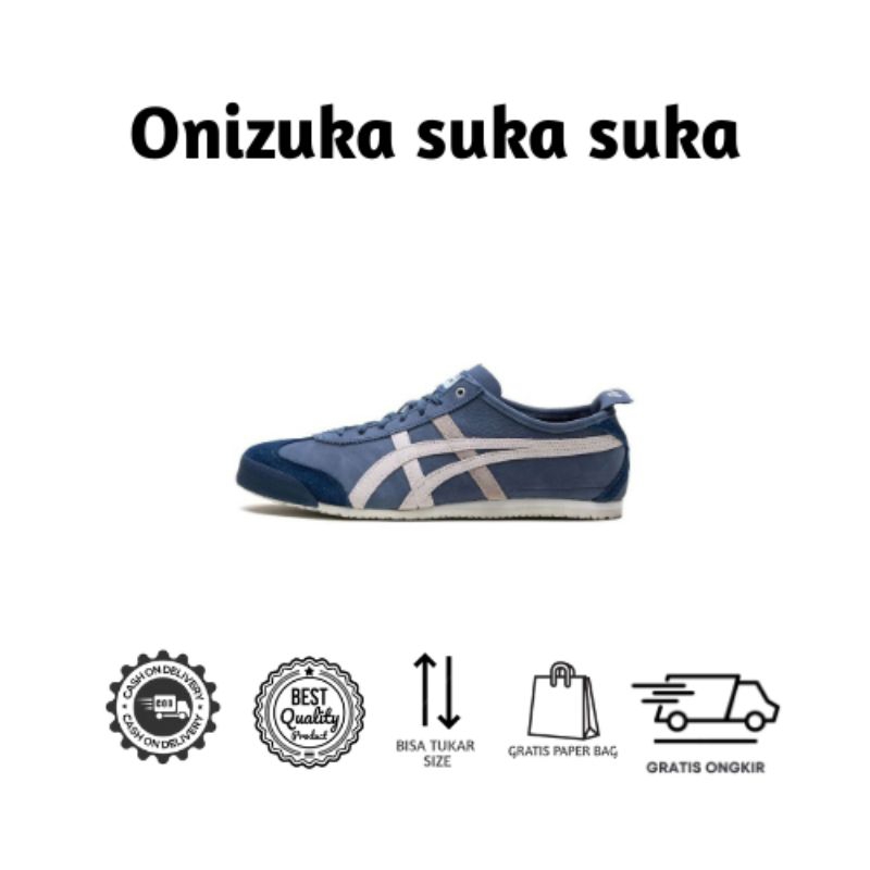 Jual Sepatu Onitsuka Tiger Mexico 66 Biru Abu-abu | Shopee Indonesia