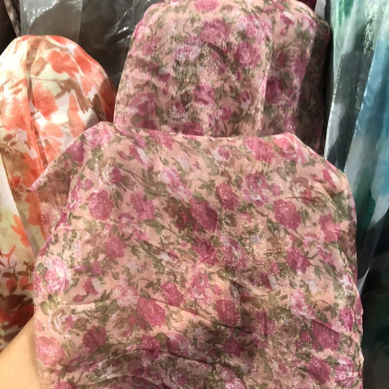 Jual kain sifon sutra motif - kain sifon sutra motif bunga - kain sifon ...