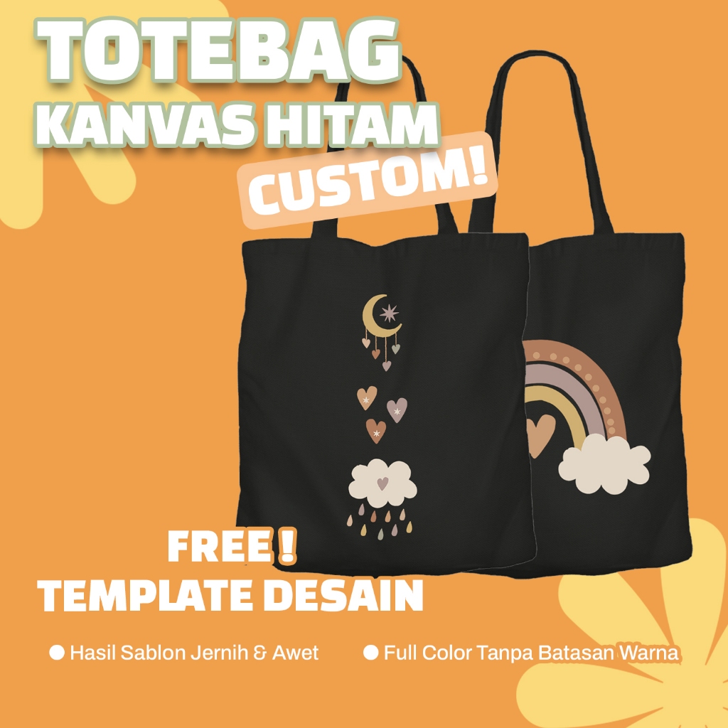 Jual Totebag Kanvas Hitam Custom Design Murah Meriah Bahan Tebal ...