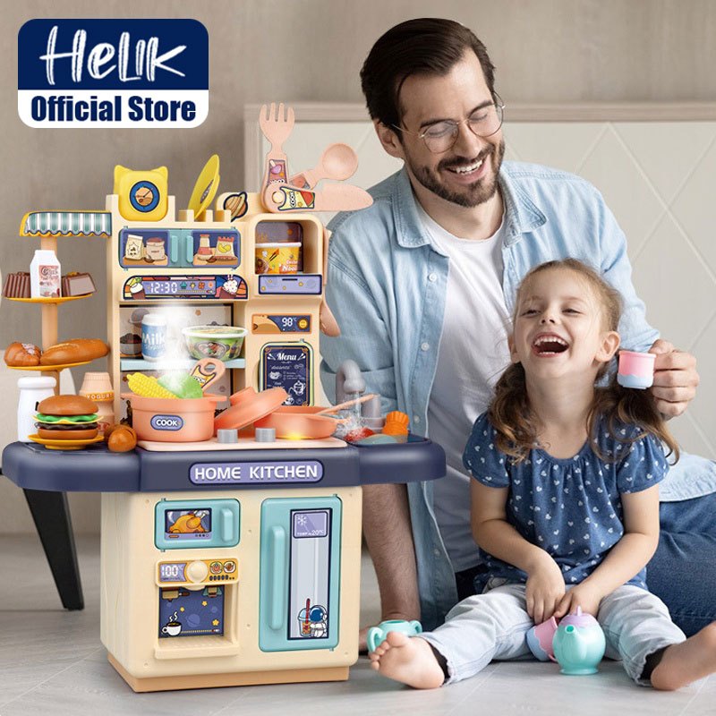 Jual HELIK Mainan Dapur Set Dengan Efek Cahaya Dan Asap Rumah Bermain ...