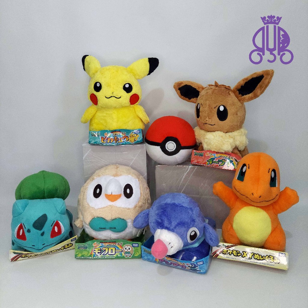 Jual Boneka karakter Pokemon | Pikachu | Charmander | Bulbasaur | Popplio | Rowlet | Eevee ...