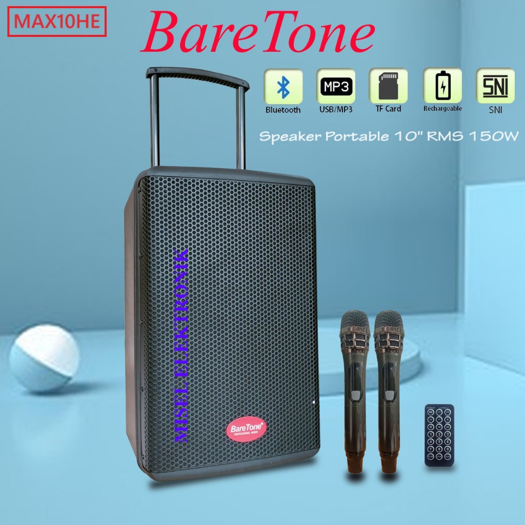 Jual Speaker Portable 10 Inch Baretone MAX10HE Wireless Meeting Karaoke ...