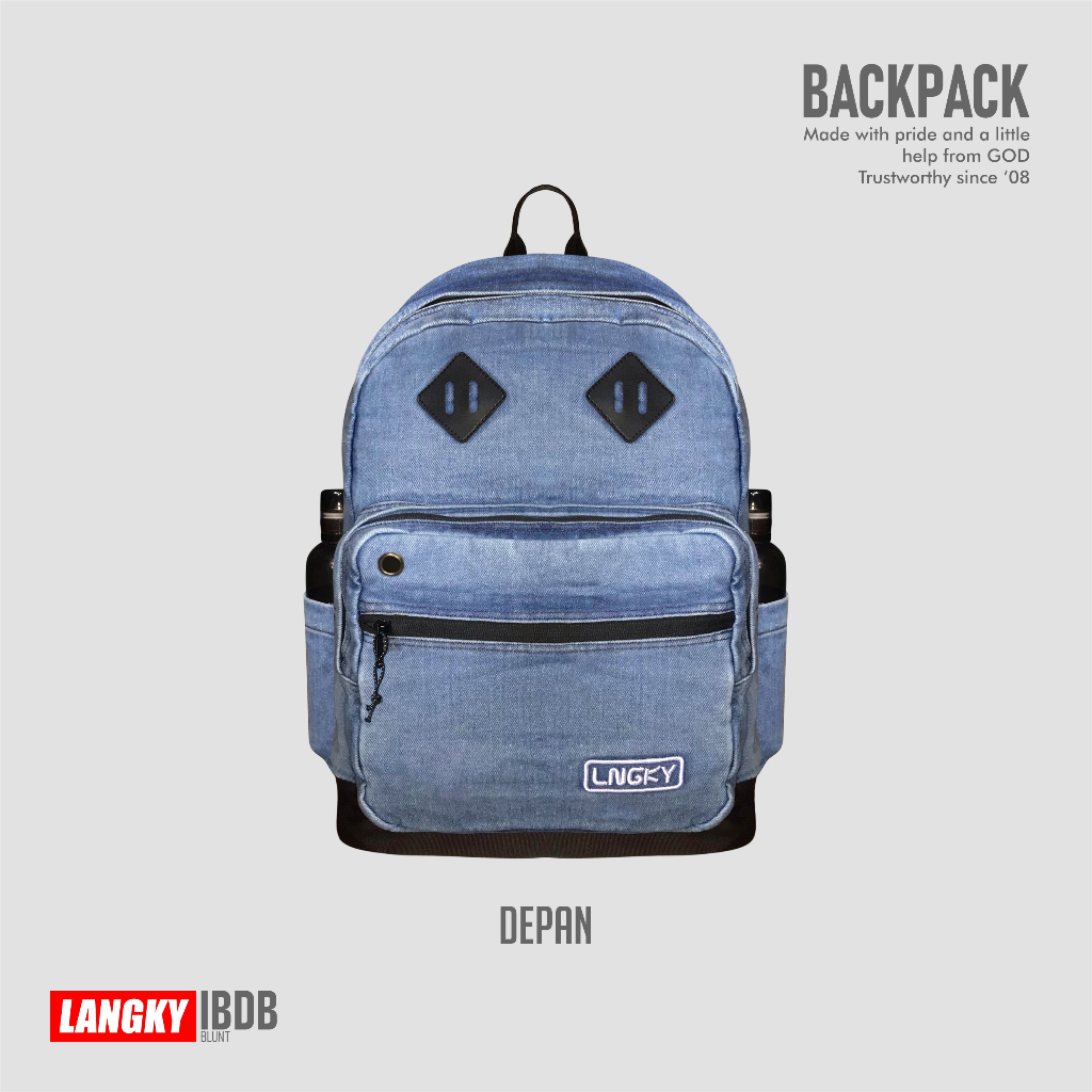 Jual Tas Ransel Denim Jeans Sekolah Laptop Backpack Punggung Langky ...
