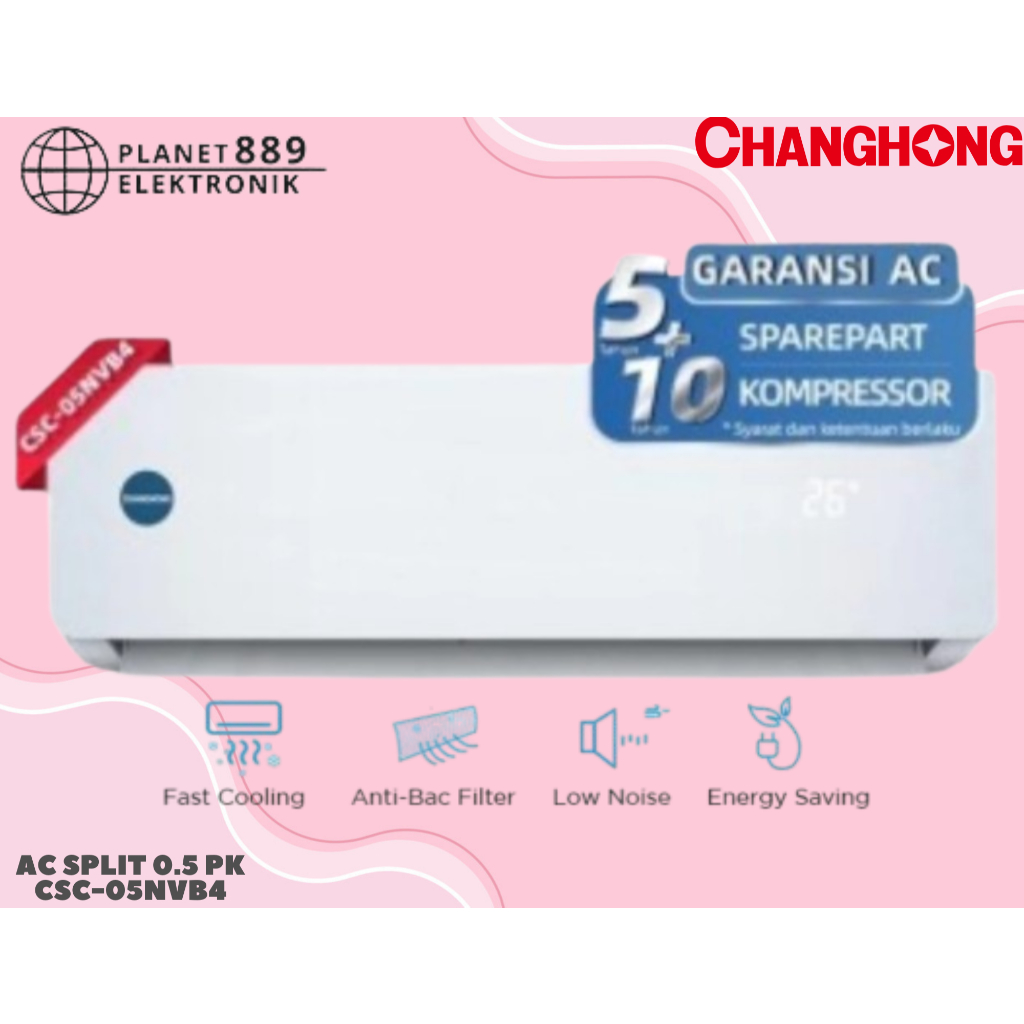 Jual Changhong CSC-05NVB4 AC Split Standard 0.5PK Pendingin Ruangan 1/2PK | Shopee Indonesia