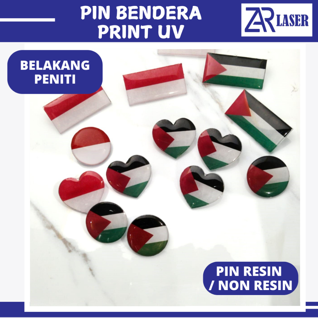 Jual Bros / Pin Resin Akrilik Bendera Indonesia Palestina Merdeka ...
