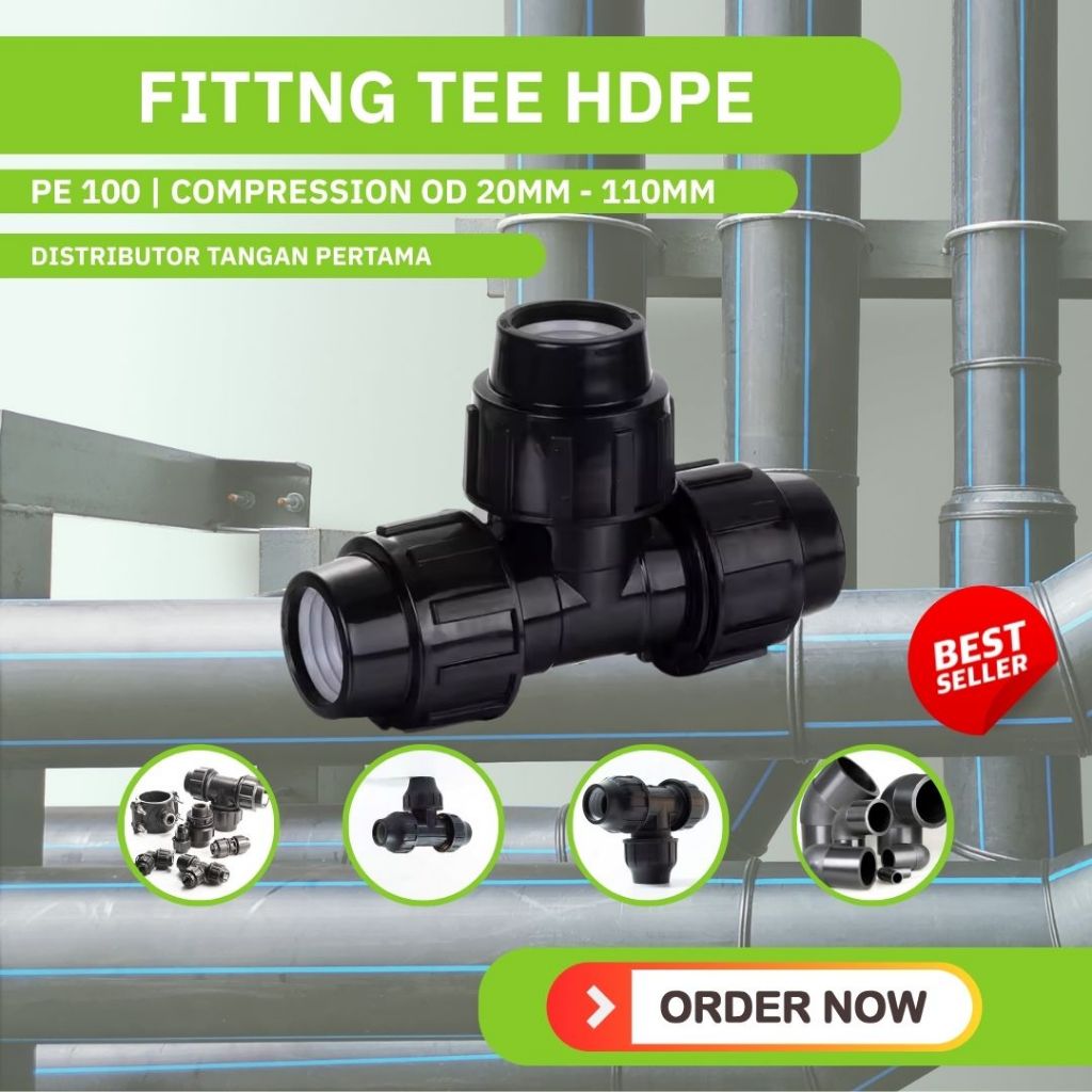 Jual Fitting Sambungan Pipa Hdpe Tee Compression 3 Inch 90mm | Shopee Indonesia