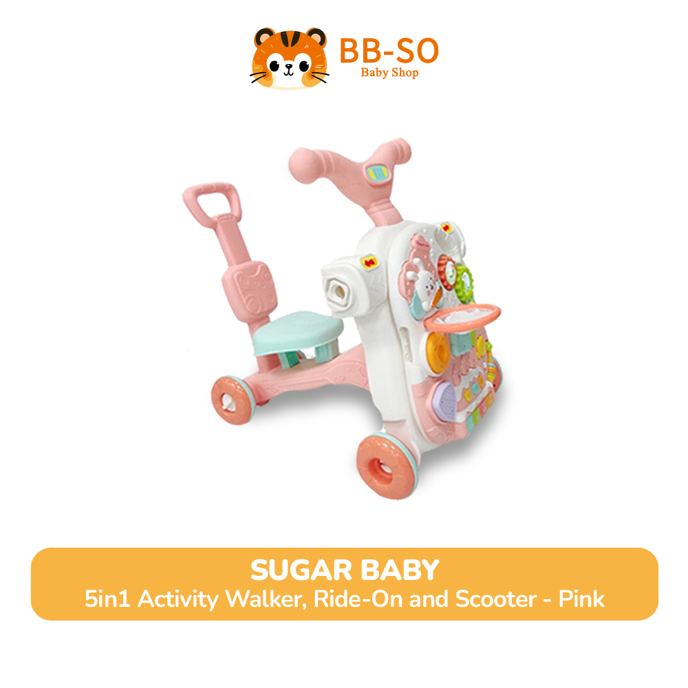 Jual Sugarbaby 5in1 Activity Walker, Ride-On and Scooter - Pink /Push ...
