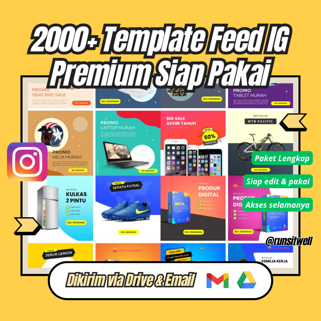 Jual Paket 2000+ Template Feed IG Konten Sosmed Format PPT Terlengkap ...