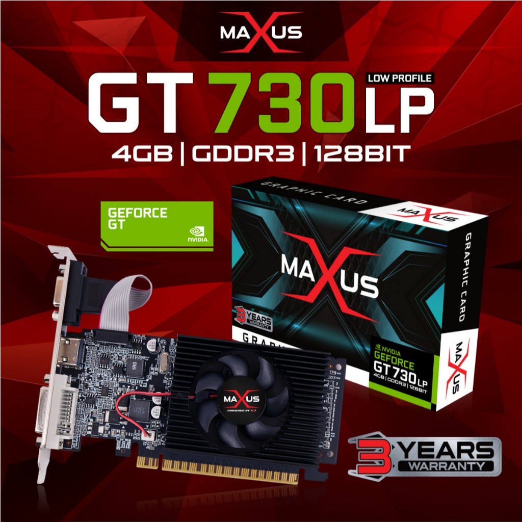 Jual VGA MAXUS GT730 LP 4GB DDR3 128 BIT REAL CAPACITY RESMI | Shopee ...