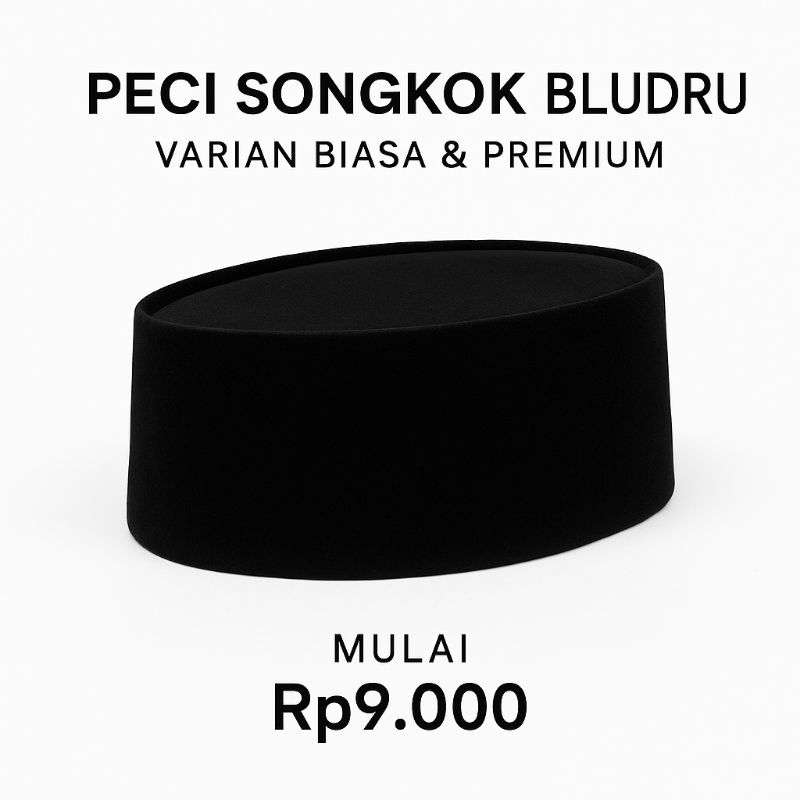 Jual Peci Songkok Kopiah Hitam / Peci Hitam Polos Presiden Tinggi 9cm ...