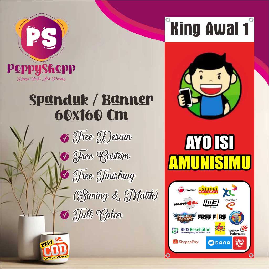 Jual Spanduk Banner 60X160 Cm Konter Merah Bisa Custom Desain Harga ...