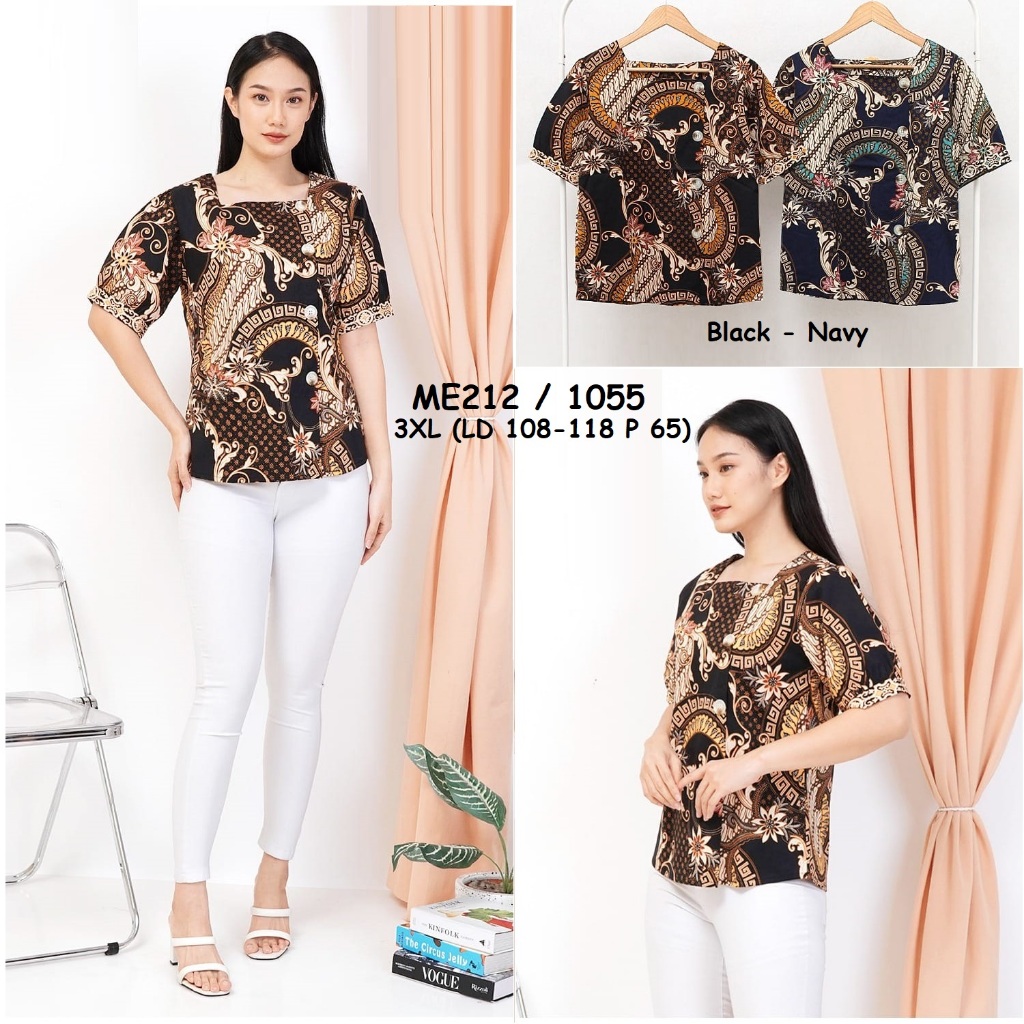 Jual Blouse Batik Wanita Reg - JUMBO ME212 | Shopee Indonesia