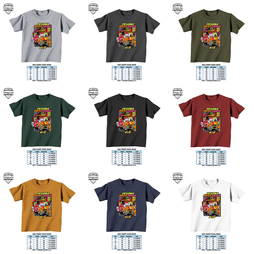 Jual KAOS POLOS ANAK LENGAN PENDEK SABLON TRUK PESONA BOSS MUDA BAHAN ...