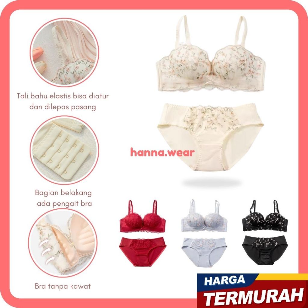 Jual Bra Set CD 3977 Bra CD Set Pakaian Dalam Wanita Bra Tanpa Kawat Bh Tanpa Kawat BH Set ...