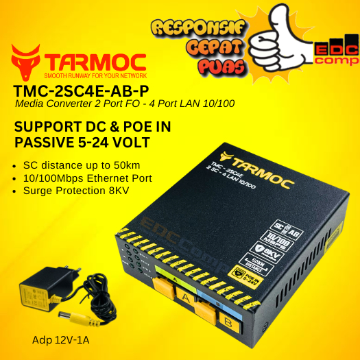 Jual Tarmoc TMC-2SC4E-AB-P | Media Converter Switch 2FO 4LAN / 2 FO 4 LAN 10/100Mbps POE IN 5-24 ...