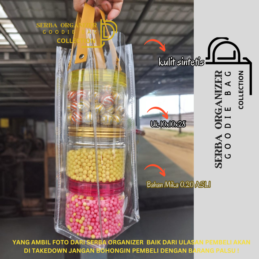 Jual 1 Liter Tas Mika PVC Polos Goodiebag Kantong Botol Kopi Wine ...