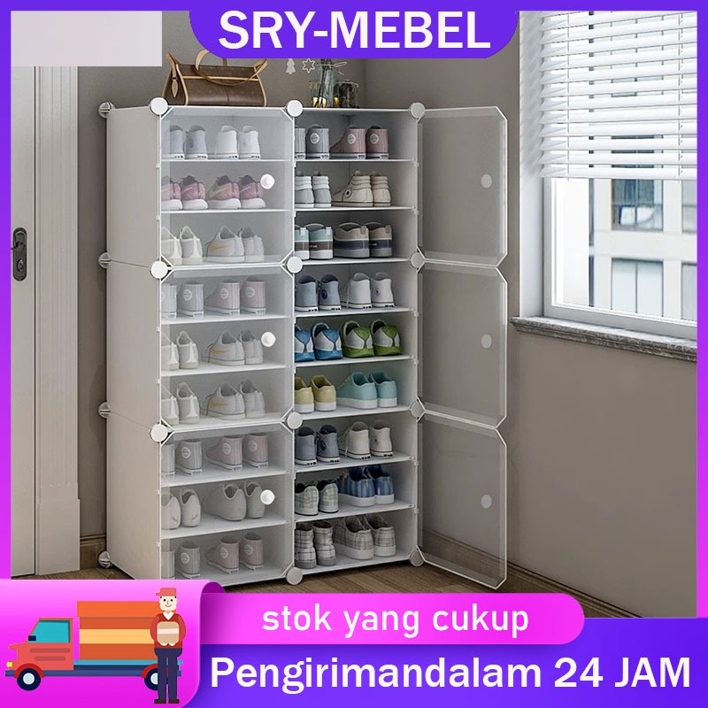 Jual Rak Sepatu Susun Tertutup Serbaguna, Kotak Sepatu Rumah Tangga ...