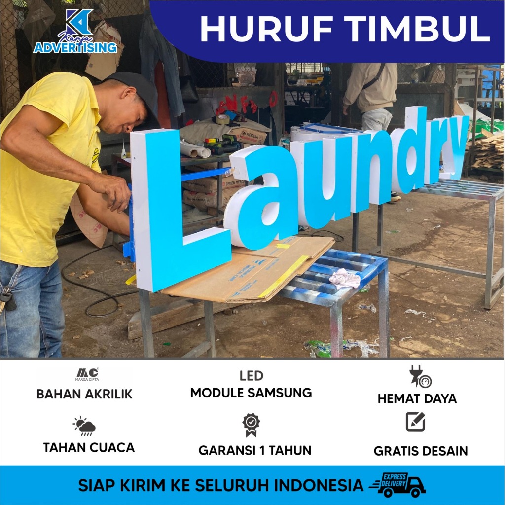 Jual Huruf Timbul Menyala Cocok Untuk Nama Toko Bahan Full Akrilik LED ...