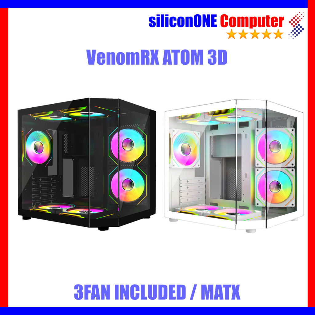 Jual VenomRX ATOM 3D MATX 3FAN Black White PC Case | Shopee Indonesia