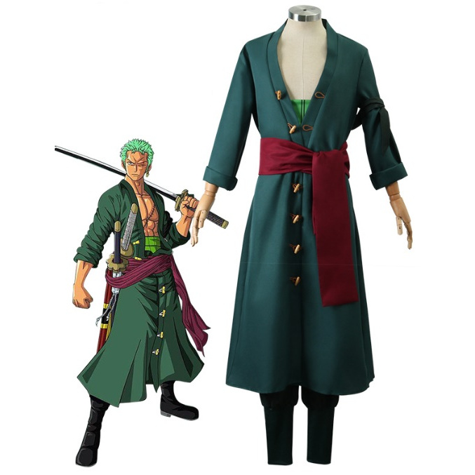 Jual Kostum Cosplay Anime One Piece Roronoa Zoro Zorro Hijau Kimono ...