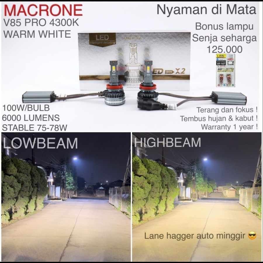 Jual LAMPU LED MACRONE V85 PRO 4300K WARM WHITE 100W PER BULB RAIN ...