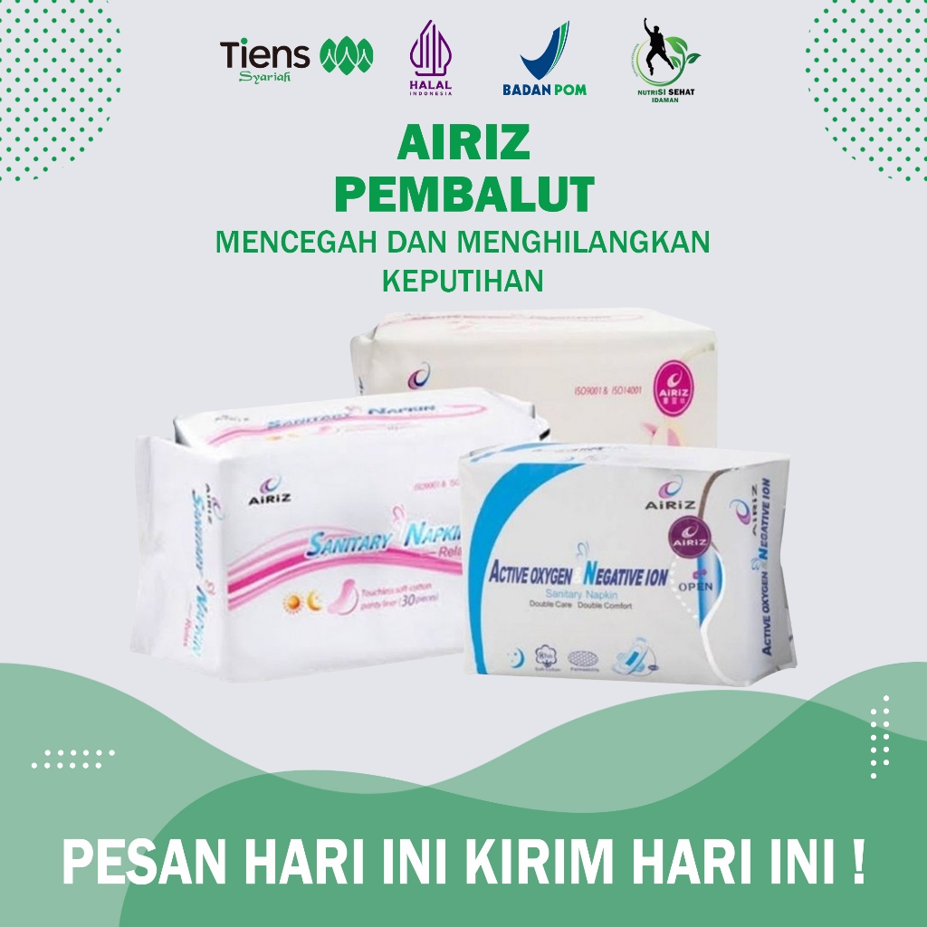 Jual PEMBALUT AIRIZ/ DAY/ NIGHT /PANTYLINER [ANTI KEPUTIHAN, KANKER ...
