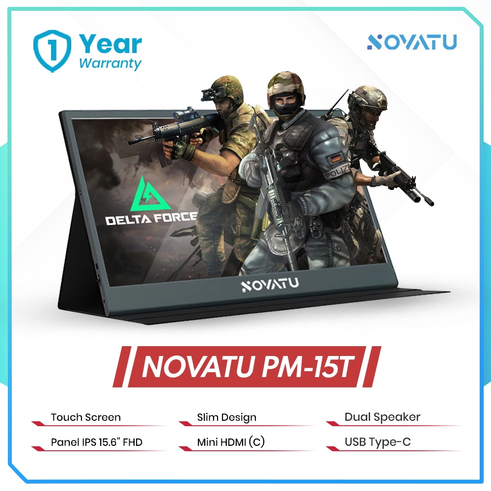 Jual Monitor Portable Touch Screen Novatu 15,6" FHD 1080P IPS 60Hz HDR+ ...