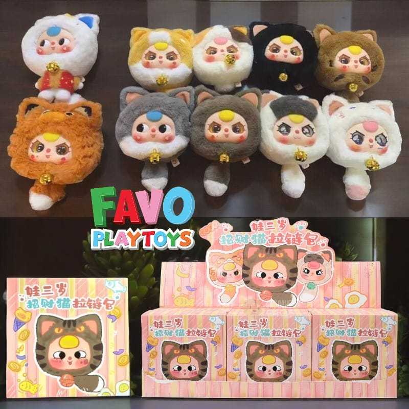 Jual BABY THREE Fortune Cat Zipper Bag Series Plush Blind Box | Shopee ...