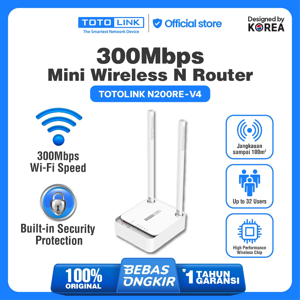 Jual TOTOLINK N200RE V4 - Router Wireless N Mini 300 Mbps - TOTOLINK Official Store | Shopee ...
