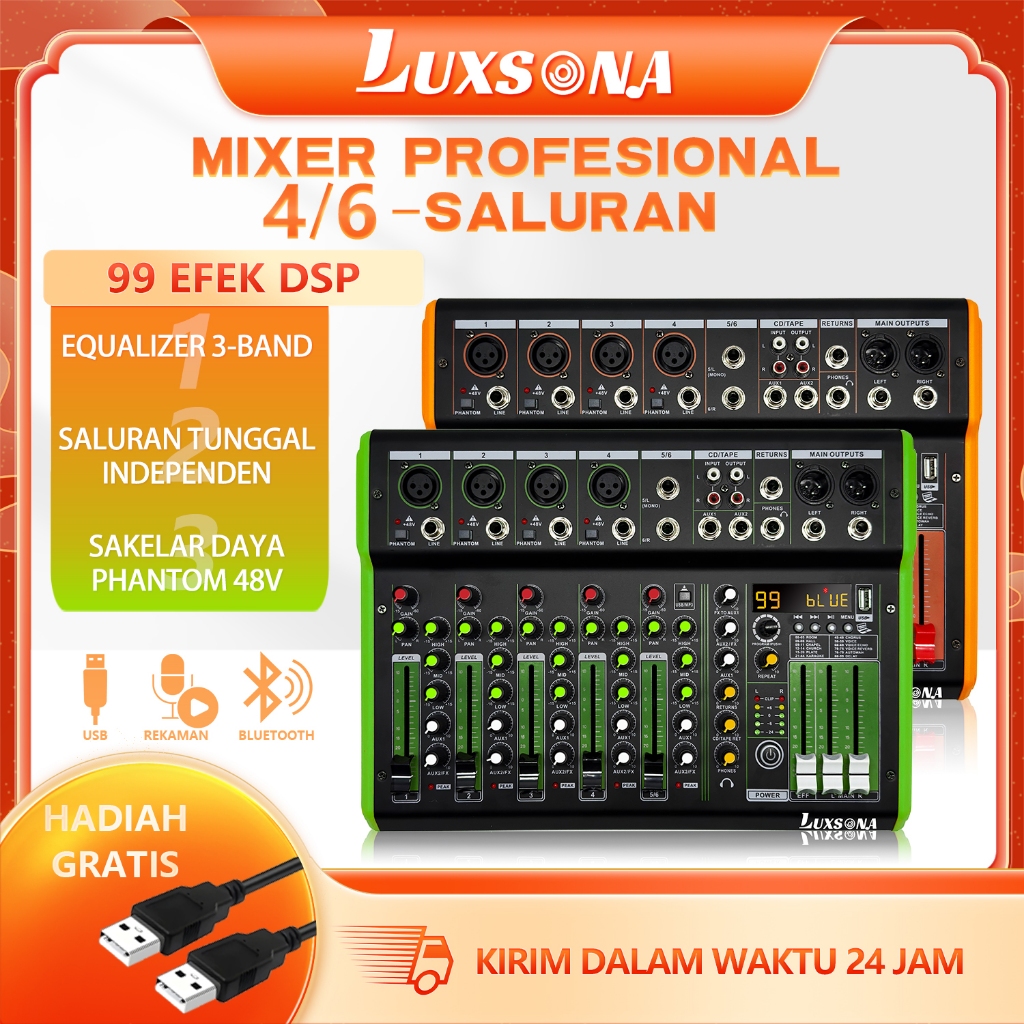 Jual Professional 4/6 channel audio mixer/99dsp digital misker/Amplifier mixer original murah ...