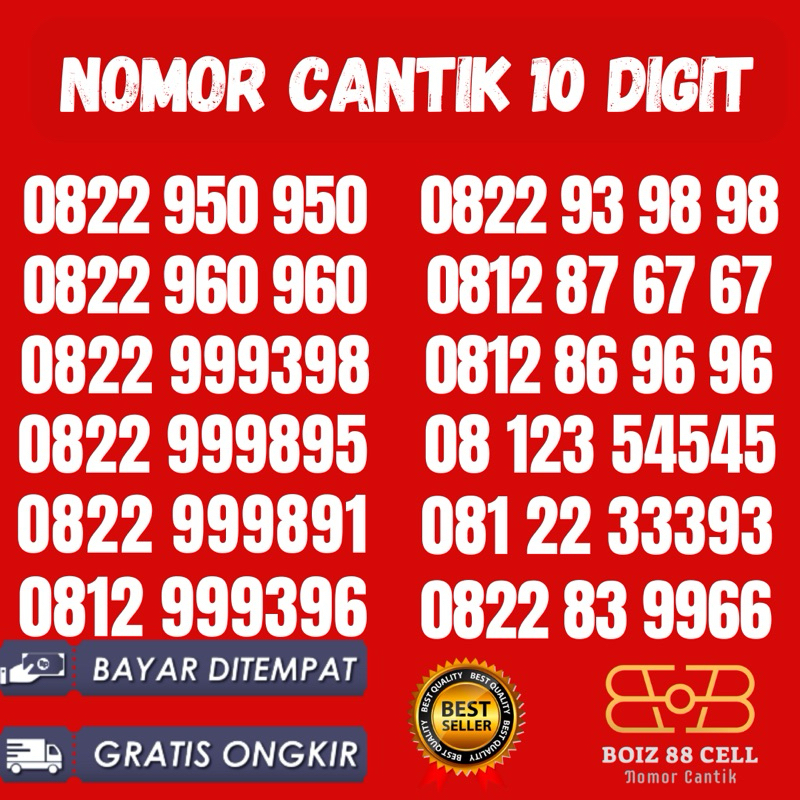 Jual NOMOR CANTIK TELKOMSEL 10 DIGIT PROMO HARGA MURAH | Shopee Indonesia