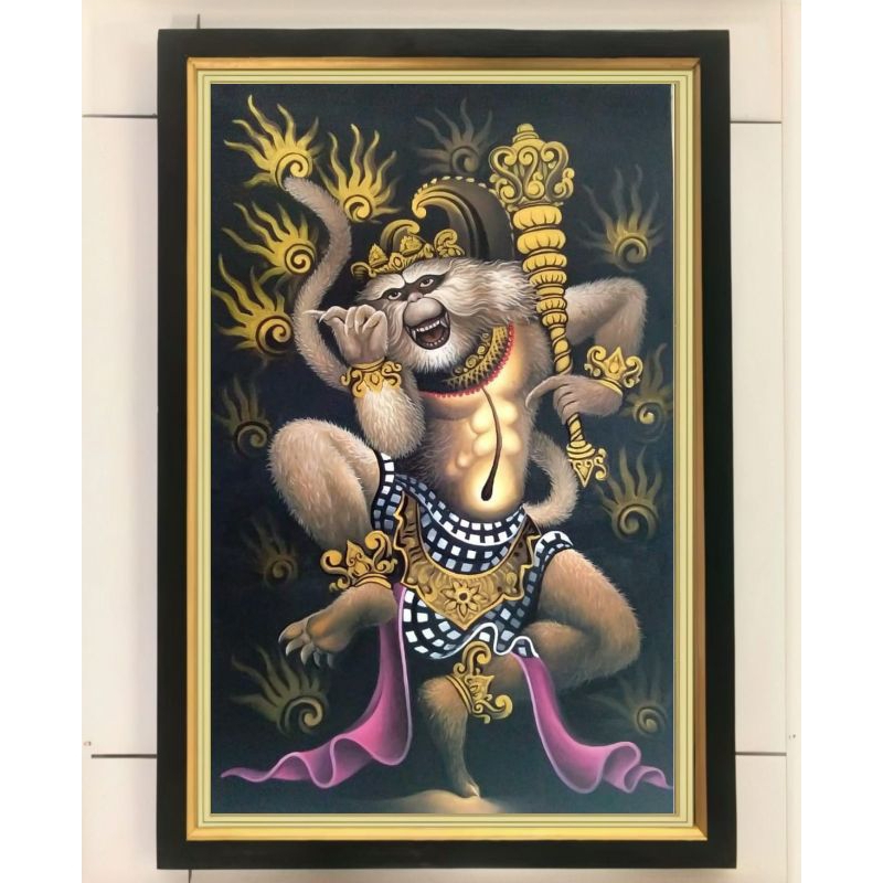 Jual hiasan dinding lukisan cetak raja kera Hanoman anoman plus bingkai ...