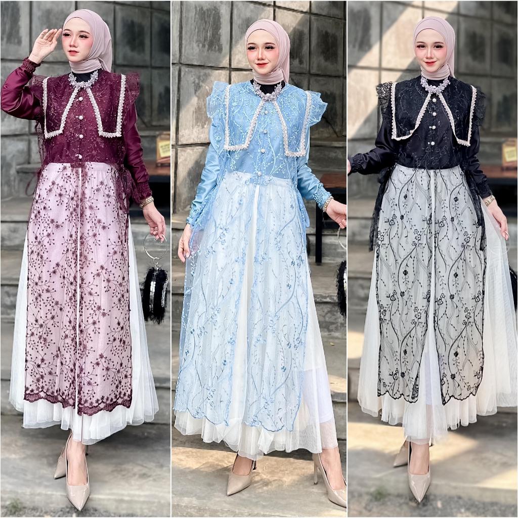 Jual Selina Dress 3 in 1 Inner Outer Dan Rok Tutu Ratu Busana Gamis ...