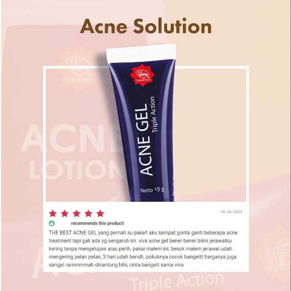 Jual VIVA Acne Gel Triple Action 15G Effective Acne Treatment | Shopee ...
