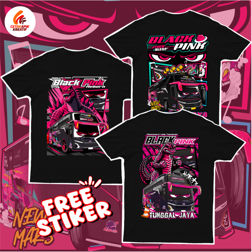 Jual (free sticker+ganci)KAOS BUS TUNGGAL JAYA BLACKPINK STROBO MATA ...