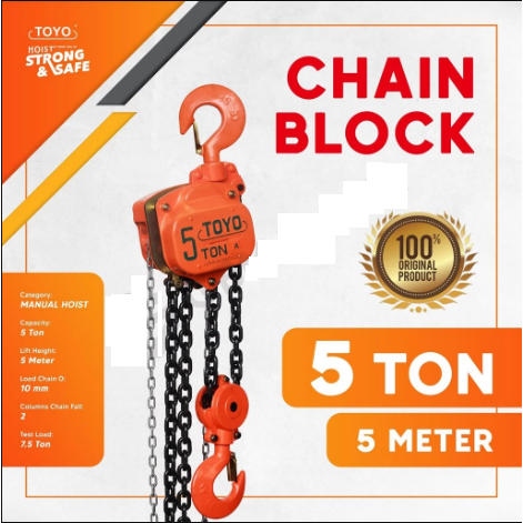 Jual TOYO CHAIN BLOCK 5 TON / TAKEL 5 TON / Manual Hoist | Shopee Indonesia
