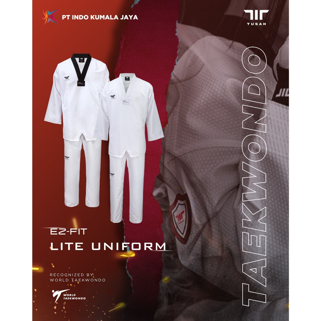 Jual Tusah EZ Fit Lite Uniform Dobok sparring Taekwondo black V neck WT ...