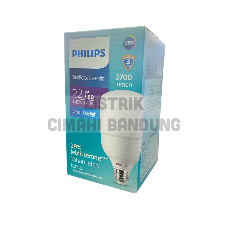 Jual lampu led bulb philips TrueForce Essential 22 Watt Cool Daylight / cahaya putih 2700 lumen ...