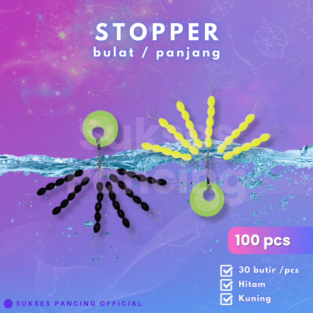 Jual (100pcs) Stopper Batang Float Pancing Warna Kuning/Hitam Alat Pancing Ukuran SS/S/M/L/XL ...