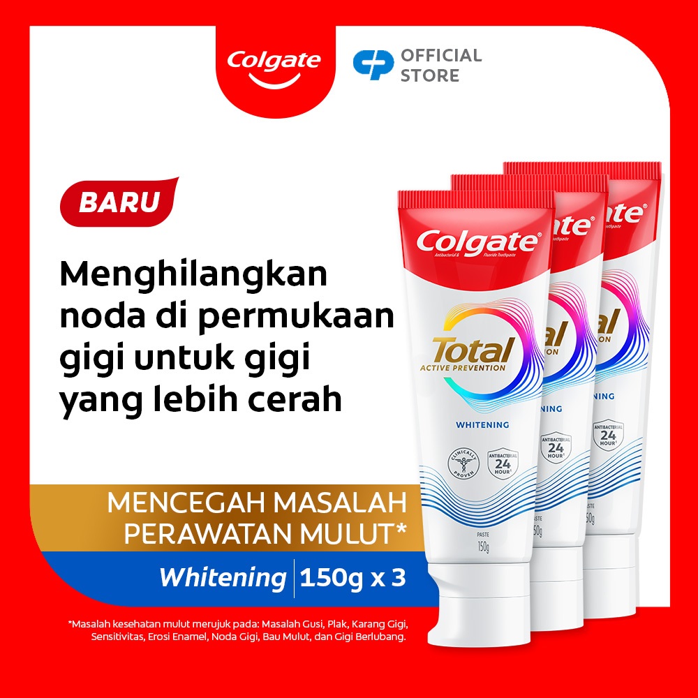 Jual Colgate Total Whitening Toothpaste 150g - Pasta Gigi (3pcs ...