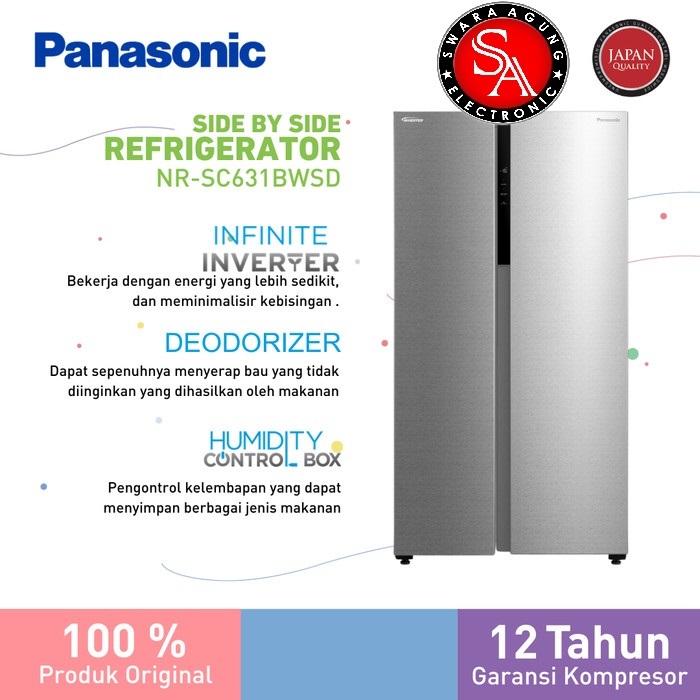 Jual Kulkas Side By Side 592 Liter Panasonic Type : NR-SC631BWSD ...