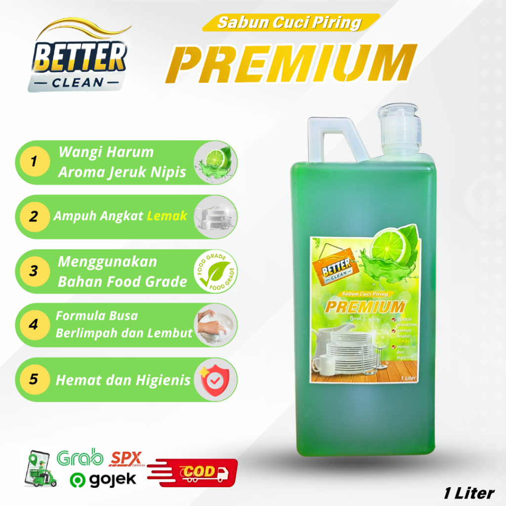 Jual Better Clean Sabun Cuci Piring Premium Lime Jeruk Nipis 1 Liter ...