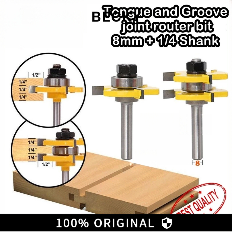 Jual Mata Router Tongue & Groove 2 PCS for Trimmer Panel Kayu ...