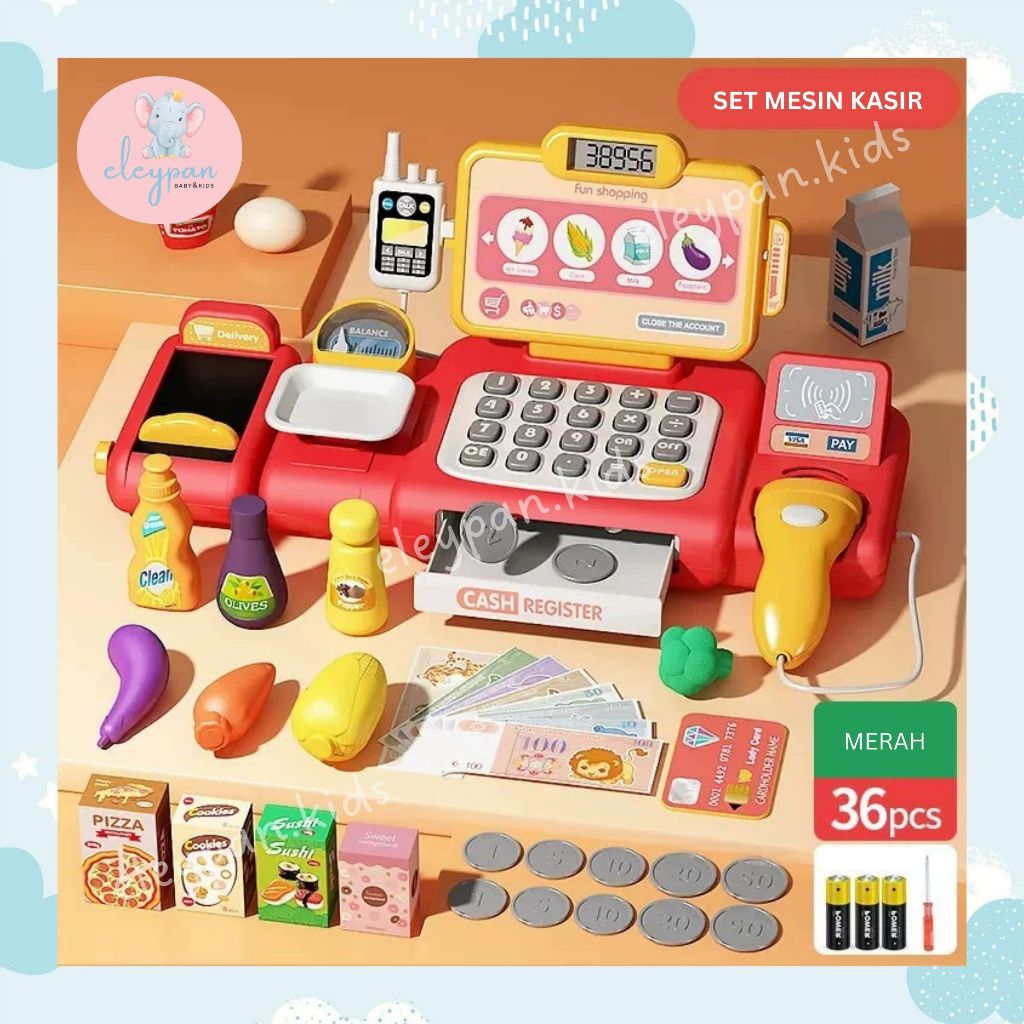 Jual Mainan Kasir Anak Set Mesin Kasir Supermarket Mainan Edukatif Anak ...