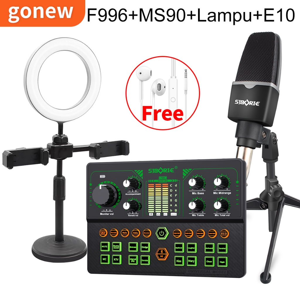 Jual Gonew【Paket lengkap】F996+MS90+E10+Lampu SET Soundcard Microphone ...