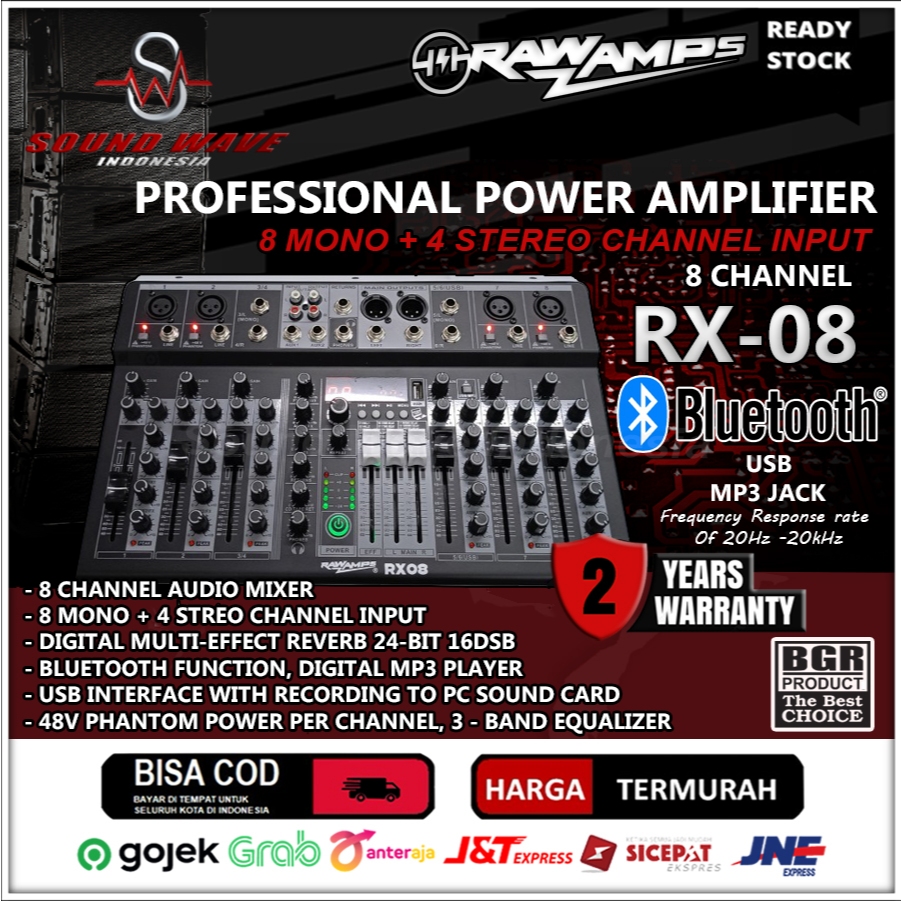 Jual PROFESSIONAL POWER AMPLIFIER STREO RX08 RAWAMPS 8 CHANNEL 16 DSP REVERB USB MP3 PLAYER ...